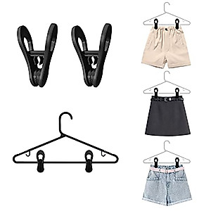 Graunton Hanger Clips for Hangers, Strong Pinch Easily Clip on Plastic Hangers, Multi-Purpose Plastic Finger Clips for Pants, Boy Girl Clothing, Body Suit, Shorts, Socks, Black (Black 24 Pack)