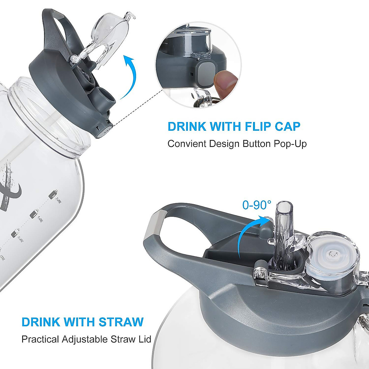 XBOTTLE 1 Gallon BPA Free Tritan Plastic Water Bottle with Straw & Chug Lid for Sports Camping