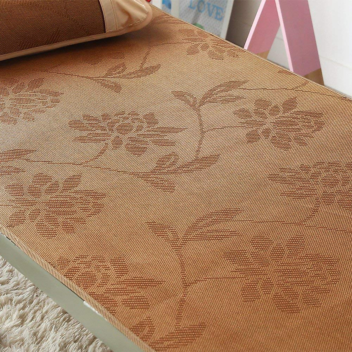 Summer Mattress, Home Cooling Textile Rattan Mat, Foldable Summer Bed Mat Cooling Bed for Home School Dormitory(90 * 195cm)