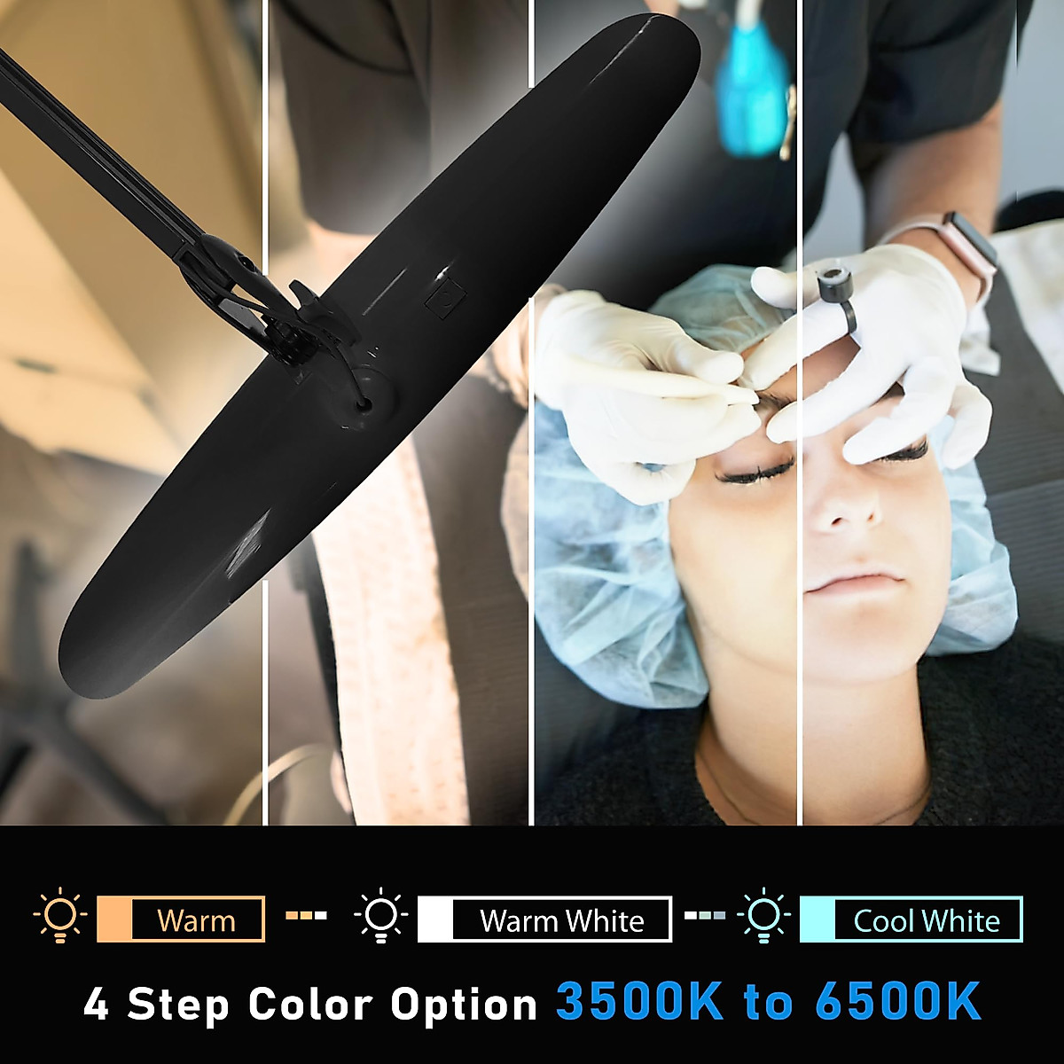 LED Desk Lamp with Clamp - DAEV – 2,200 Lumen 20" CCT Swing Arm Desk Light- 182 LEDs Adjustable from 300K to 6500K – Task, and Work Lamp for Nail Techs, Hobbyists, Artists, and Crafters, Black