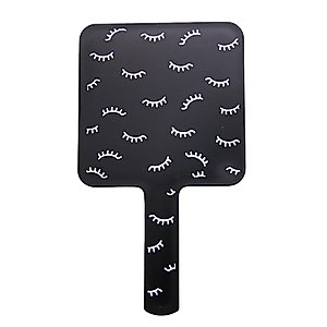 GladGirl Mini Black Handheld Lash Mirror for Eyelash Extensions - 6" x 3.5" Anti-Fog Beauty Mirror for Lash Application, Inspection, and Lash Decor - Perfect for Lash Lovers and Professionals