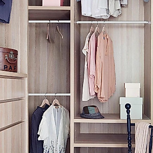 Wall Mounted Aluminum Closet Bar for Hanging Clothes 24 28 30 34 36 38 40 46 50 Inch Long, Detachable Clothes Hanging Rod Pole Wardrobe Storage Clothing Organizer Rack System Kit (Color : Silver, Si