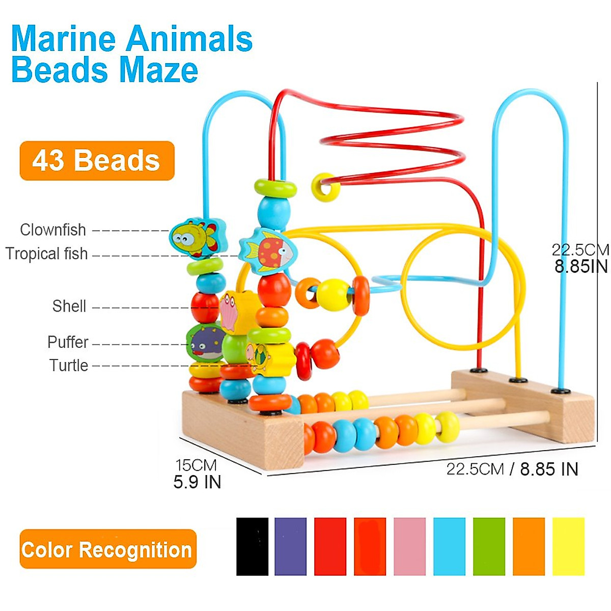 Timy First Bead Maze Roller Coaster Wooden Educational Circle Toy for Toddlers