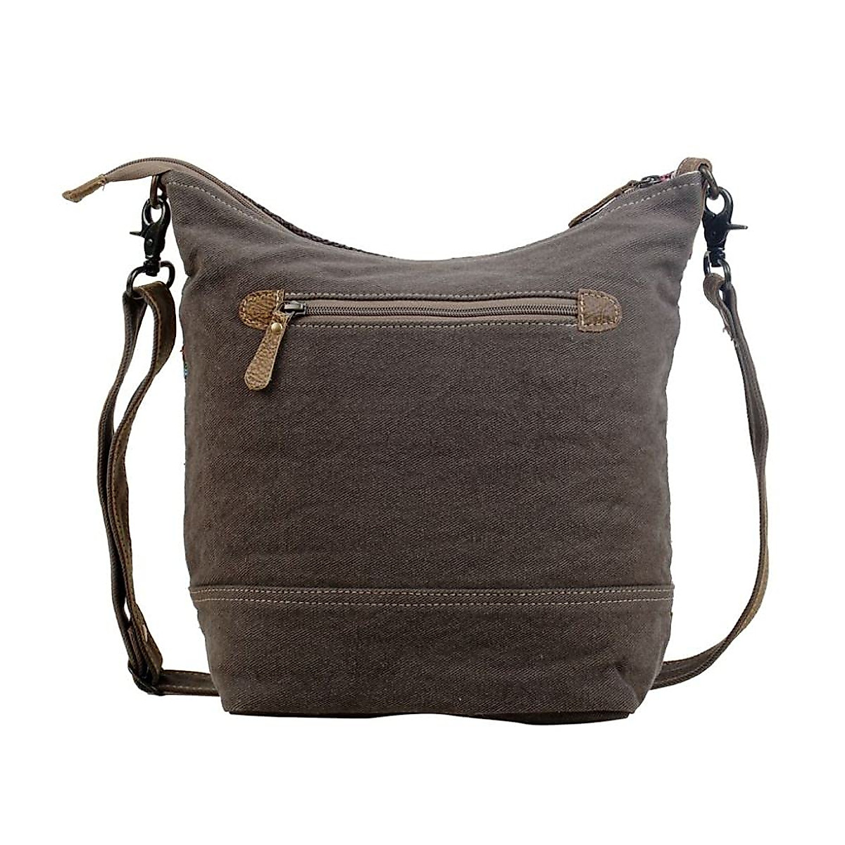 Myra Bag Layered Shoulder Bag Upcycled Cotton & Cowhide Leather S-2858