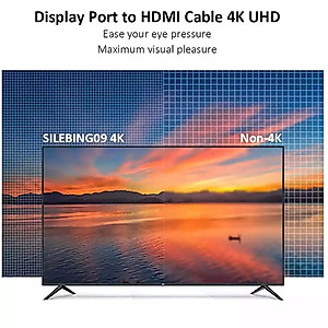 SIREG DP to HDMI Cable 1.5m/4.9FT, Support 4K Resolution, 1.4 4D Version,for Connection DisplayPort to HDMI Video Display Device