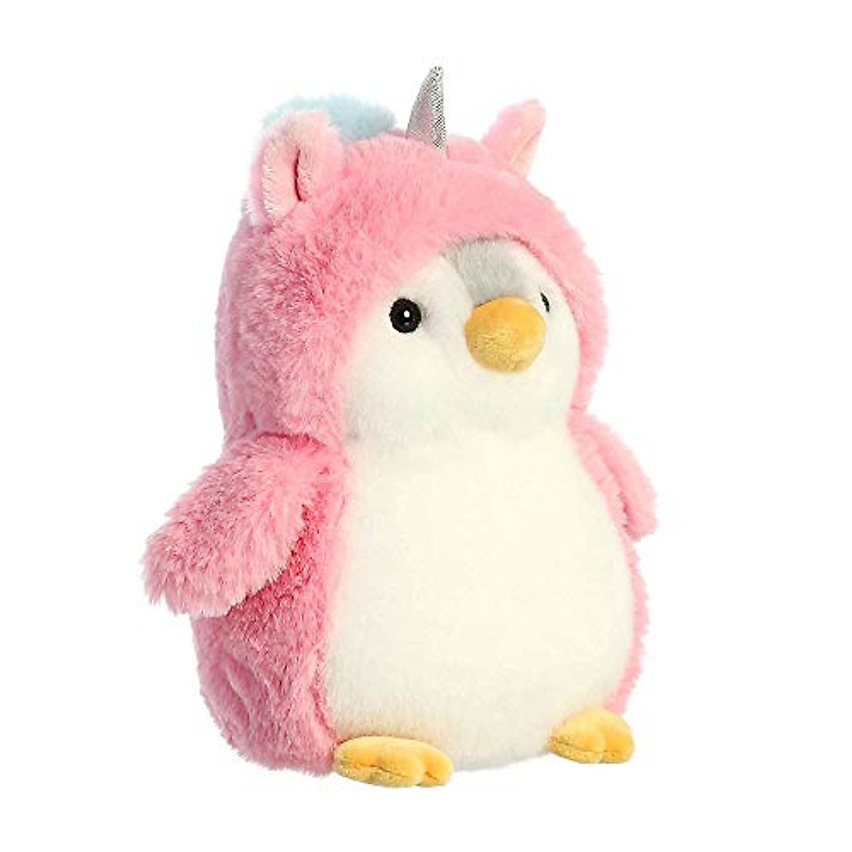 Aurora® Playful Pompom Penguin™ Unicorn Stuffed Animal - Vibrant Companions - Endless Fun - Pink 7 Inches