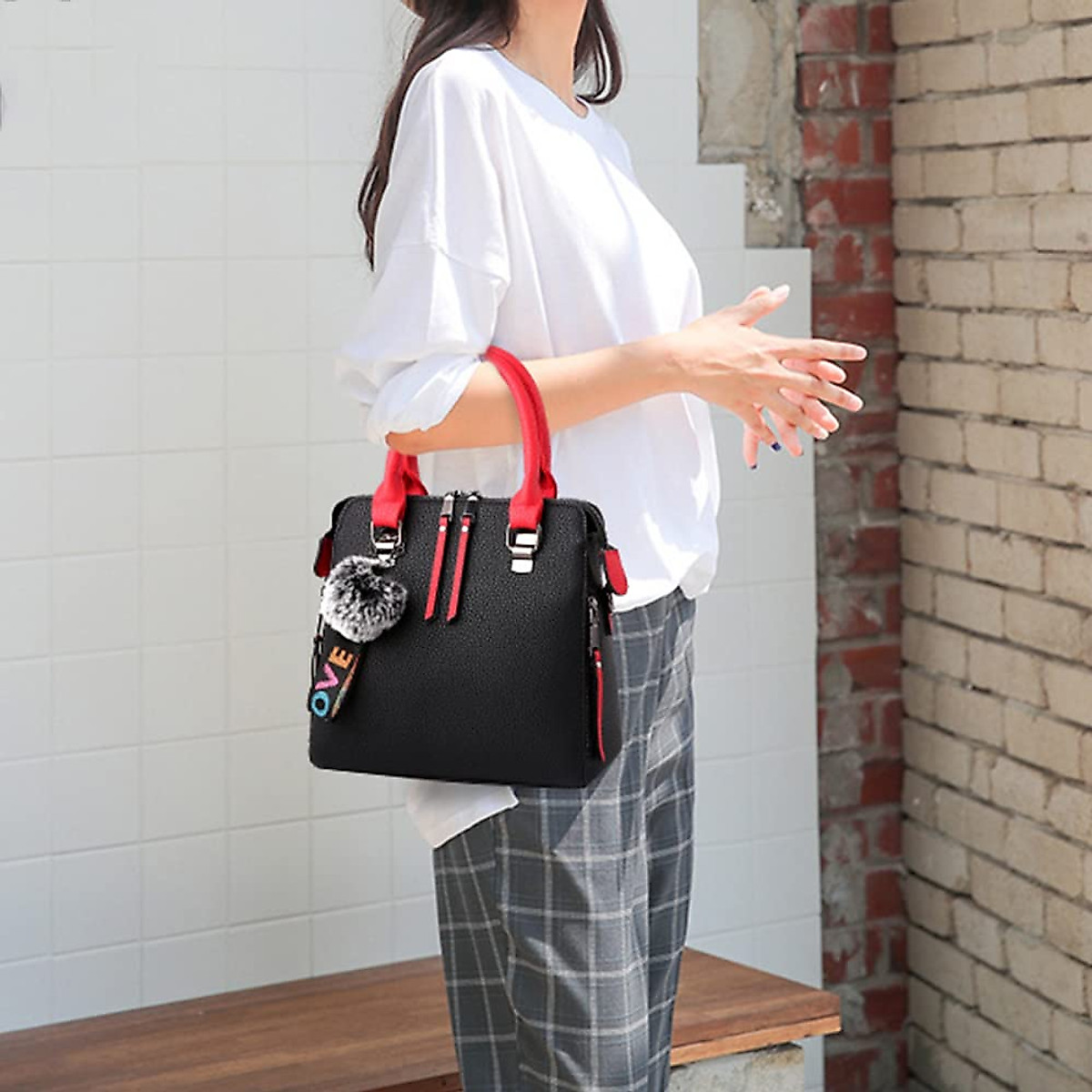 YAQUNICER Small Top-Handle Handbags Hobo Clutch Satchel for Women Purse Faux Leather Shoulder Crossbody Bag-Red