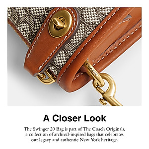 COACH Mini Signature Jacquard Swinger 20, Cocoa Burnished Amb