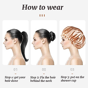 SMILCO 4 Pack Shower Caps, Double Waterproof Layers Reusable Bath Caps for Women Hair Protection