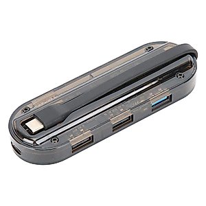 USB C Port Expande, 7-in-1 Hub Docking Station Transparent SD Card Reader HDMI Adapter USB C Hub Devices Adapter PD Charging (5Gbps