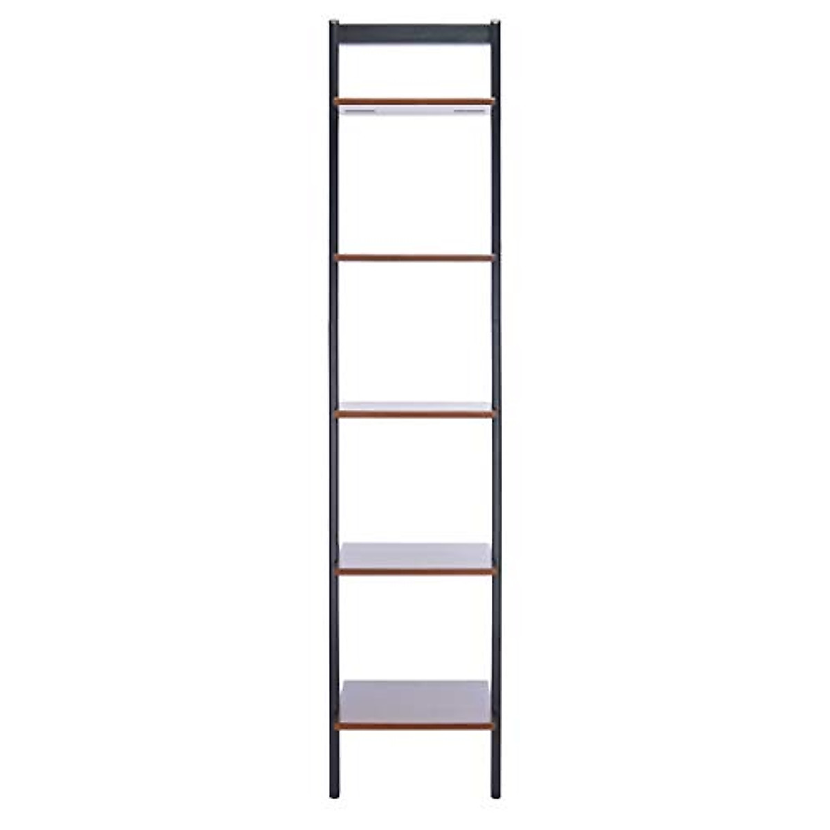 Safavieh Home Collection Allaire Honey Brown/Charcoal 5-Tier Leaning Storage Display Shelves Living Room Bedroom Office Bookcase Etagere, 0