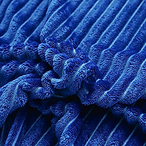 UOZZI BEDDING Flannel Fleece Baby Toddler Blanket All-Season Ultra Soft Plush Thin Small Blanket for Crib -100% Microfiber Polyester Navy Royal Blue 27x39 Inch
