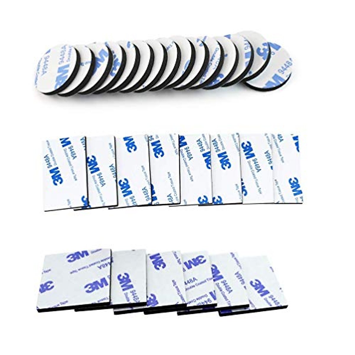 Avando Double Sided Foam Tape Strong Pad Mounting,Black Self-Adhesive Tape Include Square Round and Rectangular（60Pcs）