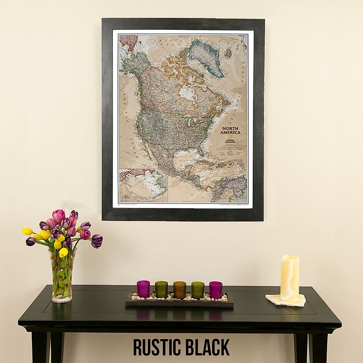 Push Pin Travel Maps Customizable Posters & Prints - Rustic Black - Personalized Framed Pin Map, Arrives Ready to Hang with 150 Pins - Handcrafted in USA - 27.5" x 39.5"