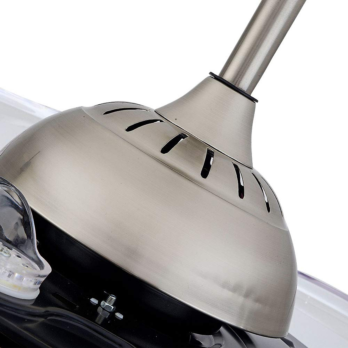 Gdrasuya10 Crystal Ceiling Fan Dimmable Chandelier with Lights and Remote Modern Invisible Retractable LED Fan for Living Room Bedroom Basement Kitchen Garage Decorations -Polished Chrome 42 Inches