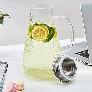 Karafu Glass Pitcher with Lid, Safe Packing, 78 Oz Heat Resistant Water Jug for Hot/Cold Water, Ice tea and Juice Beverage Clear