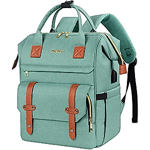 kasibon Travel Laptop Backpack for Women Men, Wide Top Open College School Work Computer Bag Back Pack Book Bag Casual Water Resistant Anti Theft USB Charging Port Fits 15.6 Inch Notebook