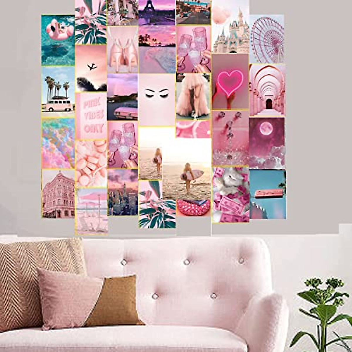 Michgar Room Decor for Teen Girls Aesthetic Pink Wall Collage Kit，50PCS 4X6 Room asthetic wall images,Dorm Photo Display aesthetic pictures，Posters for Bedroom，Teen Girl Room Decor 。…