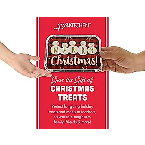 Gia's Kitchen Disposable Aluminum Pans with Lids, 24 Piece, Set of 12 - Heavy Duty Foil Pans with Lids Perfect for Leftovers, Holiday Treats, Gift Giving - Winter Friends Foil Container Rectangular