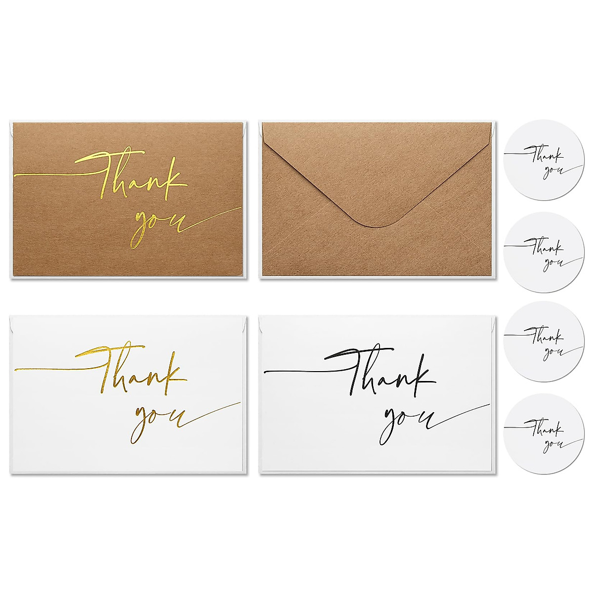 Ecrifrion 36 Pack Thank You Cards with Kraft Envelopes and Stickers,4x6 Inch Elegant Blank Thank You Notes Multipack for Wedding Baby Bridal Shower Small Business Funeral Sympathy