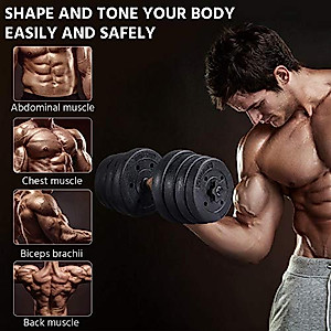 Yaheetech Adjustable Dumbbells Weight Set - 66LB Dumbbell Weights Exercise & Fitness Equipment w/ 4 Spinlock Collars & 2 Connector Options for Women & Men Gym Home Strength Bodybuilding Training