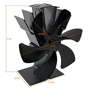 cermug Wood Stove Fan Heat Powered, Upgrade Silent Operation 6 Blades Fireplace Fans Eco Fan for Home Wood/Log Burner/Fireplace