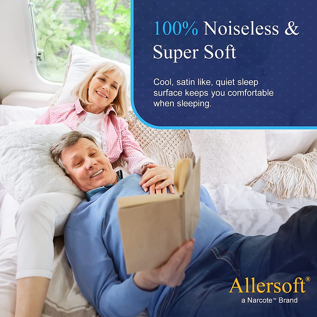 RV 6 Sided Zippered Mattress Protector with Secure Locking Zipper for 66x80 Olympic Queen. Creates a Natural Seal Around Your Mattress from Dust, Pet Dander, Pollen, Liquids & More. Oeko-Tex Certified