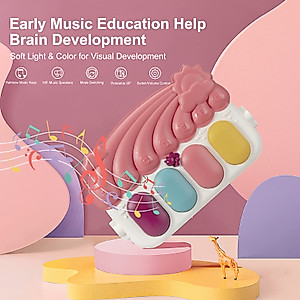 dearlomum Baby Play Mat Baby Gym, Piano Tummy Time Baby Activity Gym Mat with 5 Infant Learning Sensory Baby Toys, Music and Lights Boy & Girl Gifts for Newborn Baby 0 to 3 6 9 12 Months(Pink)