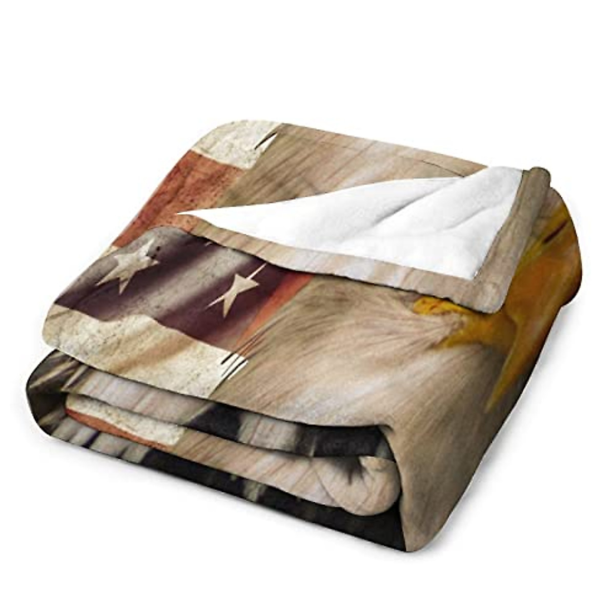 Retro Eagle Flannel Blankets American Flag Fleece Throw Blanket Soft Patriotic Air Conditioning Blanket for Couch Sofa Bed 50"X60"