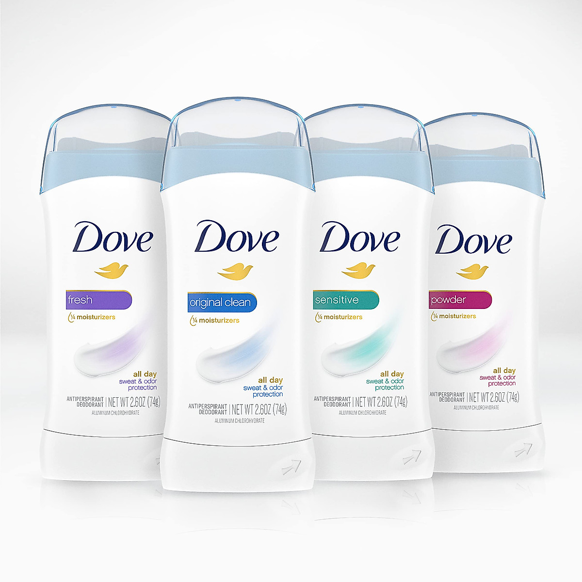 Dove Invisible Solid Antiperspirant Deodorant Stick for Women, Original Clean, For All Day Underarm Sweat and Odor Protection 2.6 oz 2 Count