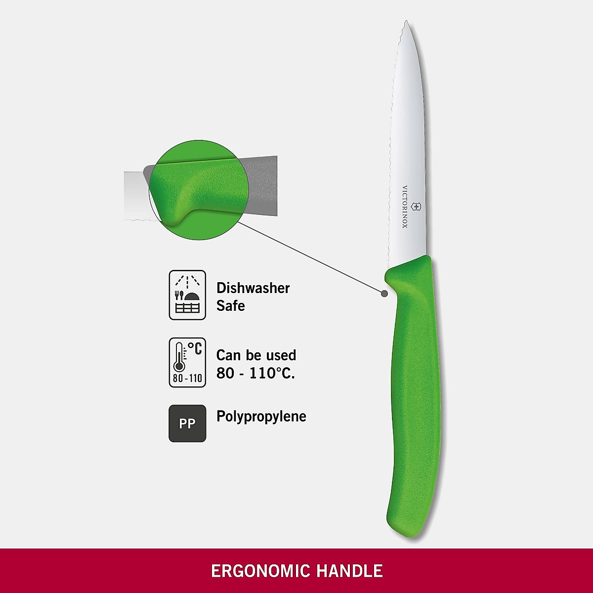 Victorinox 6.7736.L4 Swiss Classic Paring Knife for Cutting and Preparing Fruit and Vegetables Serrated Blade in Green 3.9 inches
