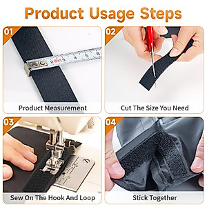 Nuroon 1in*11 Yard Sew On Hook and Loop Tape, Non-Adhesive Hook Loop Strips Roll, Strong Grip Fasteners Replace Button Zipper, Interlocking Tape for Sewing Clothing Curtains Bags Shoes Crafts