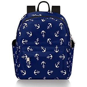 Anchor Nautical Theme Small Backpack for Women Girls, Mini Backpack Travel Casual Backpack Purse Satchel Daypack