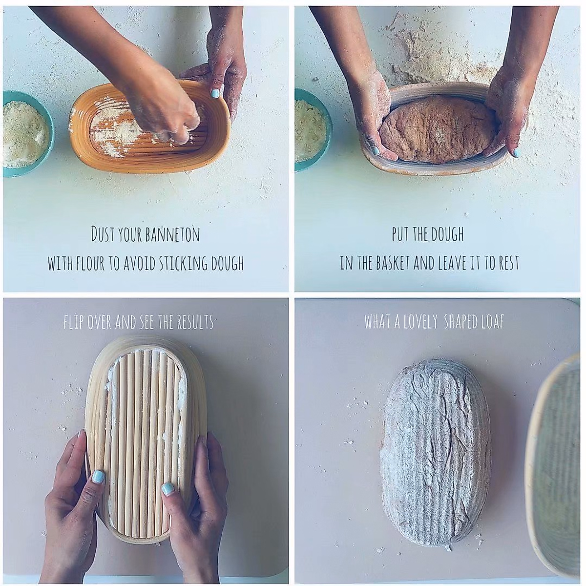 10 Inch Round Banneton Bread Proofing Basket 2 pcs Natural Rattan Cane Brotform Handmade& Linen Liner Cloth