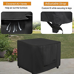 NettyPro Outdoor Patio Ottoman Cover, Waterproof Square Side Table Cover, 28L x 28W x 20H inch, Black