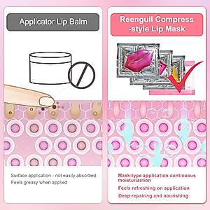 Reengull 30 PCS Lip Mask Collagen Lip Masks Sheet for Dry Lips, Gel Lip Mask Pack for Remove Dead Skin, Moisturizes and Lightens Lip Lines, Pink