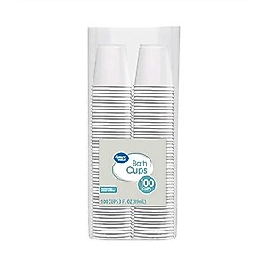 Bath Great Value 3 Oz White Plastic Cups, 100 Ct
