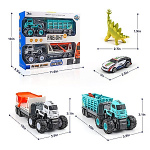 DY-GO Trucks Toy Set for 3+ Year Old Boys, Transport Car Carrier Truck Toys with Dinosaur Toys & Cars Toys for 3 4 5 6 7 Years Old Toddlers Boys and Girls for Birthday