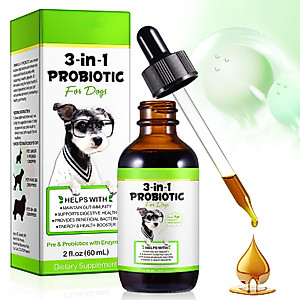 Probiotics for Dogs, 3 in 1 Dog Probiotic and Digestive Enzymes for Pet, Supports Gut Health, Itchy Skin, Allergies, Immunity, Liquid Probiotics for for All Ages and Breeds Dogs