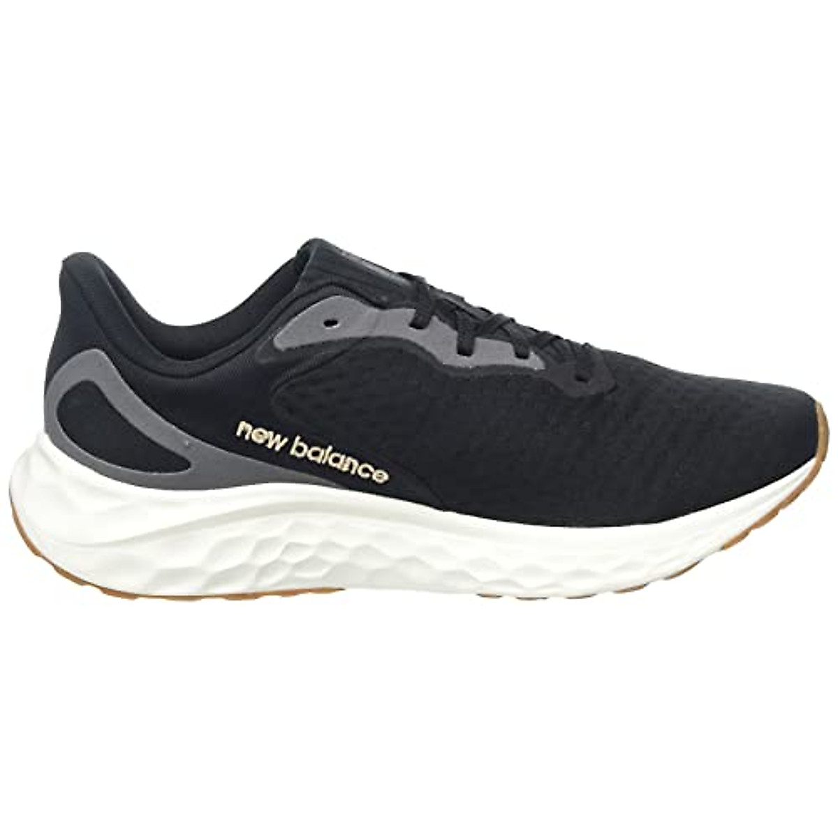 New Balance Women's Fresh Foam Arishi V4 Running Shoe, Black/Light Gold Metallic/Gum 2, 8 Wide