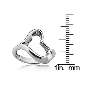 Hoops & Loops 925 Sterling Silver Sideways Open Heart Wrap Ring for Women Teen Girls, Size 8