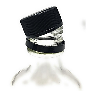 200 ml (6.6 oz) Glass Flask Liquor Bottle with Black Caps (6 Pack)