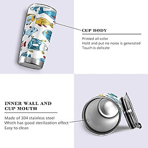 HXshaoye Hand-painted moldfish Stainless Steel car cup with Straw Lid insulated coffee mug with lid for outdoor portable cup 20 oz vaso térmico para cafe 20oz