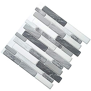 Art3d 10-Sheet Self Adhesive Backsplash, 12 in. x 12in. Grey Marble Design 3D Wall Panels (A17012P10)