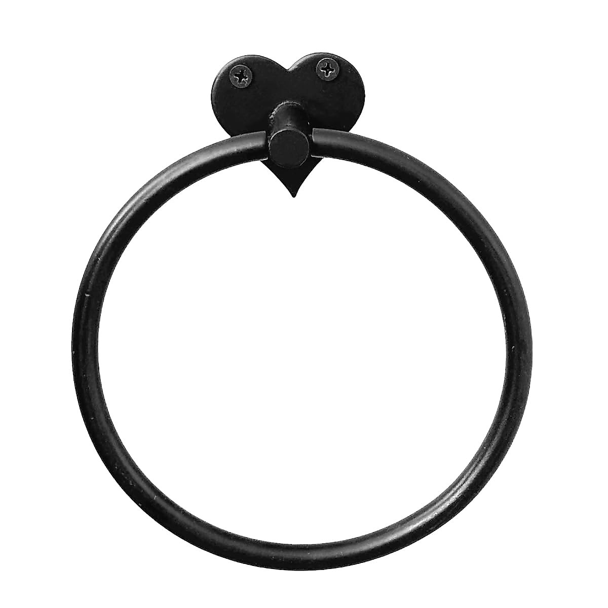 Hand Forged Heart Shape Towel Ring Holder Wrought Iron Handmade Wall Mounted Hand Towel Holder Modern Farmhouse Kitchen Towel Ring Heavy Duty Bathroom Towel Ring Matt Black by Living Ideas