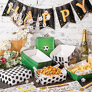 50 Pack Soccer Party Favors 5 lb Paper Food Trays Large Soccer Paper Food Boats Disposable Serving Tray Snack Trays for Food, Condiment, Carnivals, Birthday, Party Decorations