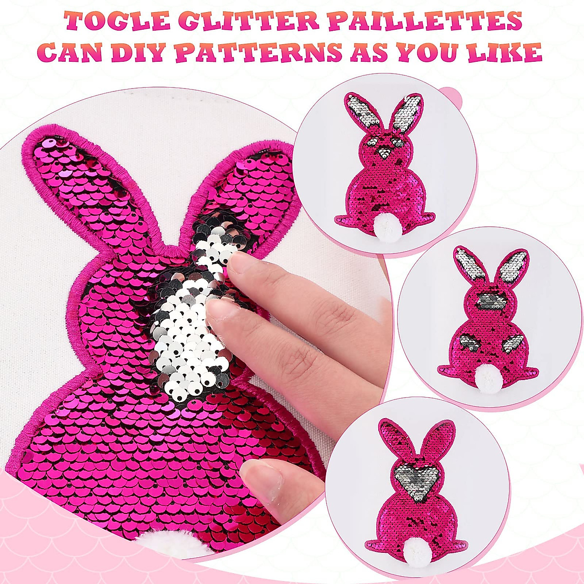 4 Pcs Easter Basket Bags Canvas Bunny Basket Egg Bag Bunny Tote Bag Easter Eggs Hunt Basket Bucket Rabbit Fluffy Tails Party Celebrate Toys Carry Candy Egg Bucket Rabbit Print Buckets for Gift Sets