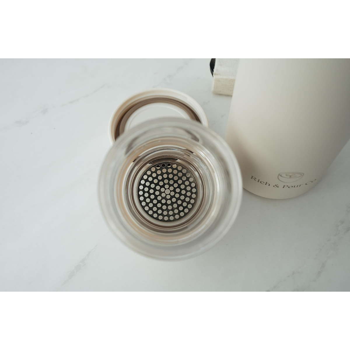 Insulated Tea Infuser Tumbler Thermos - Stainless Steel Travel Tea Mug with Lid | Cold Brew Coffee Mug Flask (RP24)