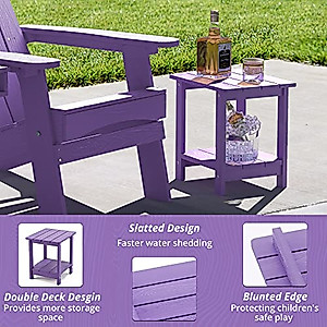 LUE BONA Adirondack Outdoor Side Table, 2-Tier Purple HDPS Patio End Table Weather Resistant, Morden Side Table for Patio, Pool, Porch