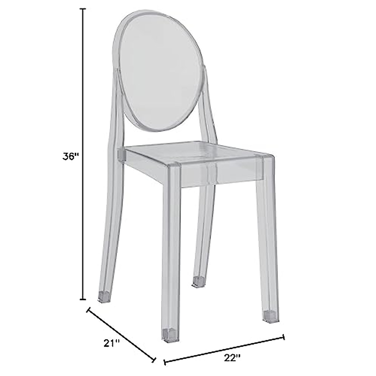 Modway Casper Modern Acrylic Stacking Four Dining Armchairs in Clear